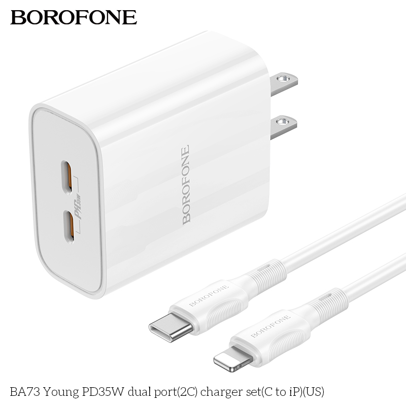 Bộ sạc BA73 Young PD35W cổng kép(2C)(C sang iP)(US)