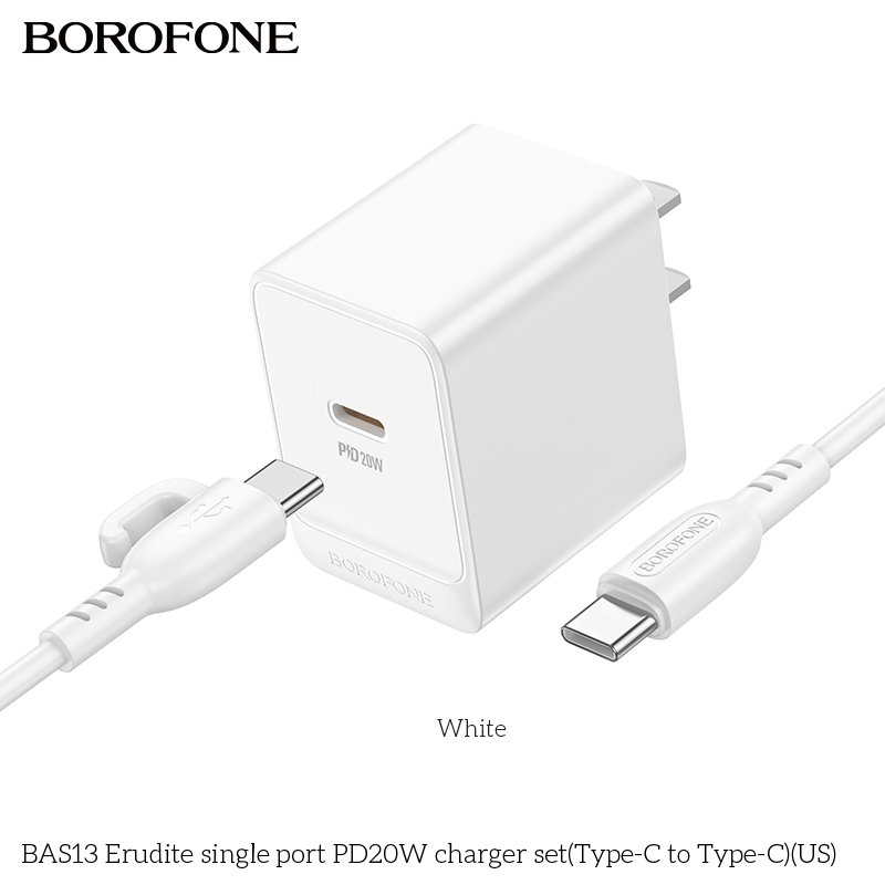 Bộ sạc PD20W một cổng BAS13 Erudite (Type-C đến Type-C)(US)