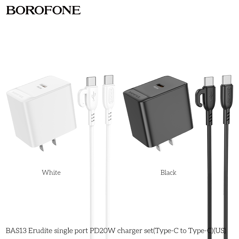 Bộ sạc PD20W một cổng BAS13 Erudite (Type-C đến Type-C)(US)