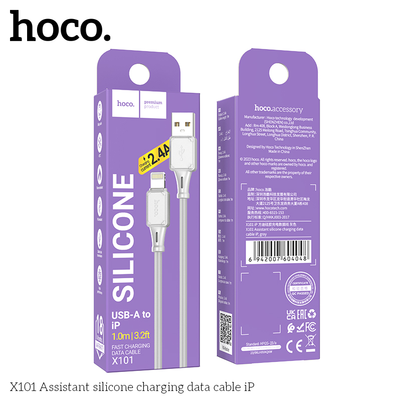 Cáp dữ liệu sạc silicon X101 Assistant iP