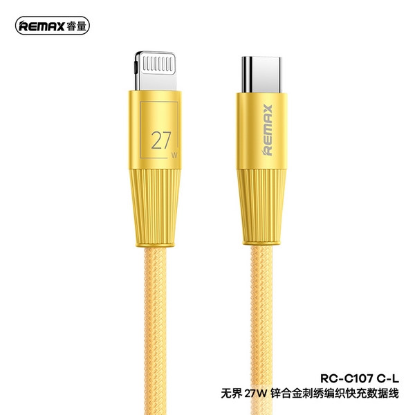 Cáp sạc nhanh bọc dù REMAX RC-C107 C-L 1.2M 27W (Type C To Lightning)