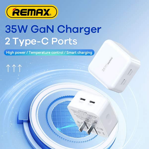Cốc sạc nhanh REMAX RP-U87 GaN/EU 35W PD+QC 2 cổng Type C