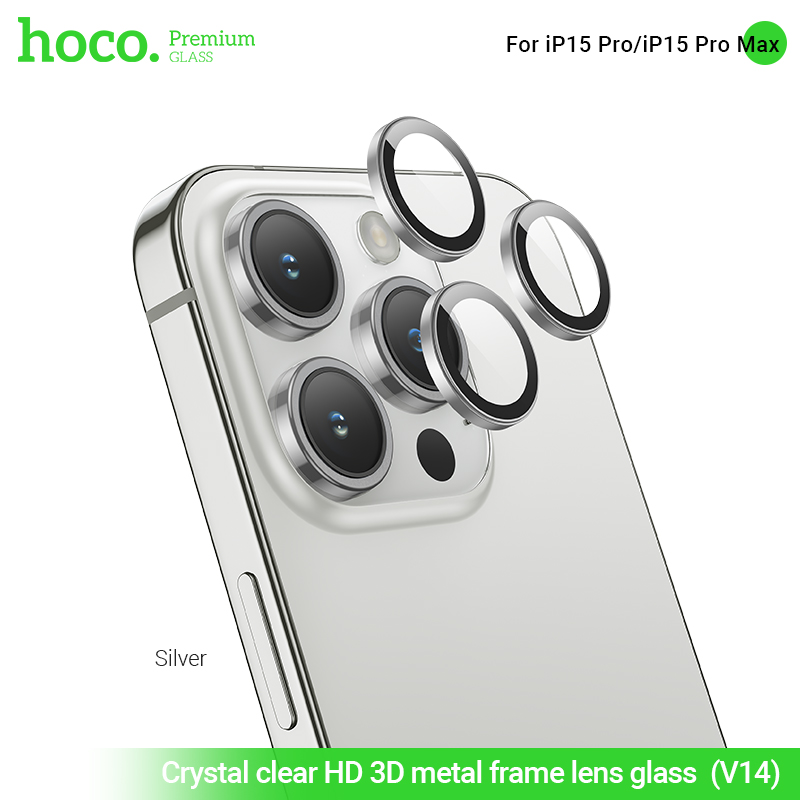 Kính camera gọng kim loại 3D HD trong suốt V14 (IP15PRO/15PROMAX)