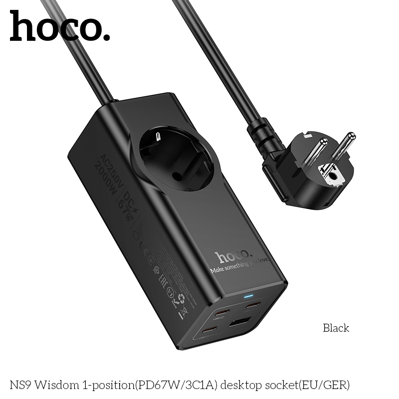 Ổ cắm để bàn NS9 Wisdom 1 vị trí (PD67W/3C1A) (EU/GER)