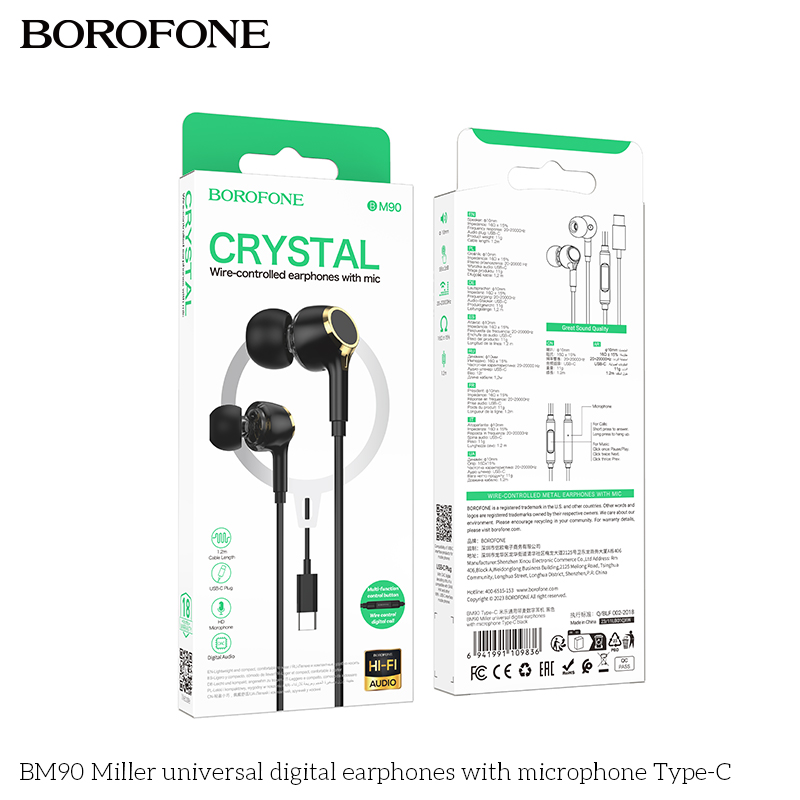 Tai nghe dây BM90 Miller có micro Type-C